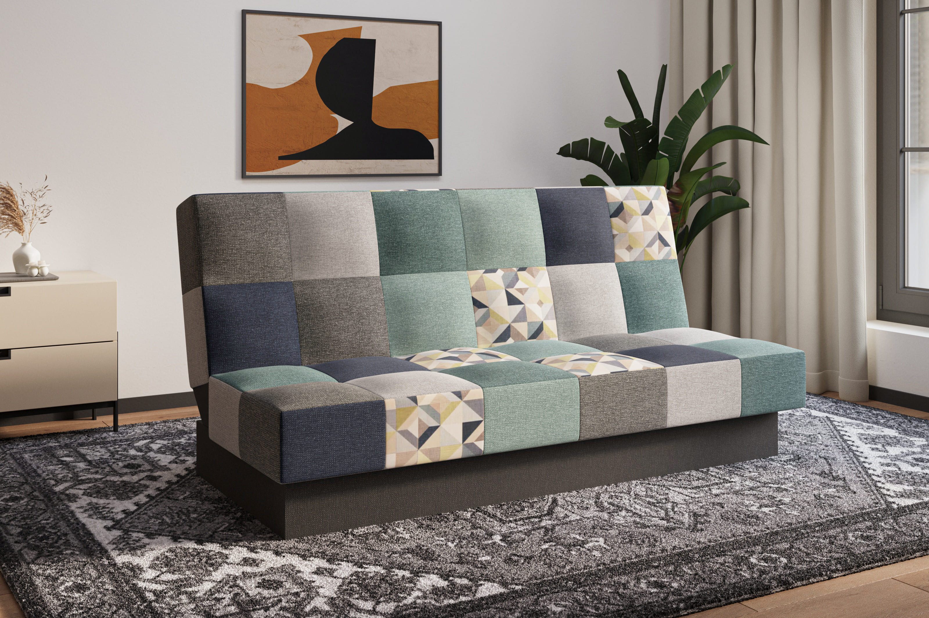 Moeblo Schlafsofa Cyprus Patchwork Sofa Kippsofa Klappsofa Clic Clack